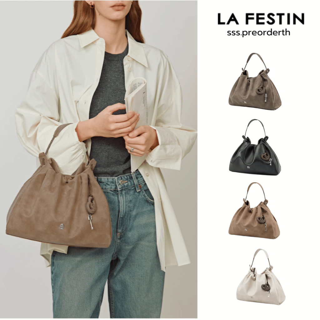LA FESTINE First Layer Cowhide Lucky Bag ของแท้จากแบรนด์ | Shopee Thailand
