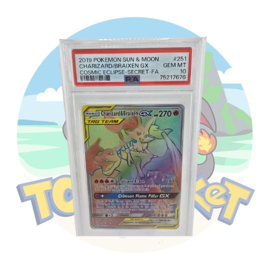 Pokemon Card "Charizard and Braixen GX Rainbow PSA10 251/236" ENG Cosmic Eclipse | Shopee Thailand