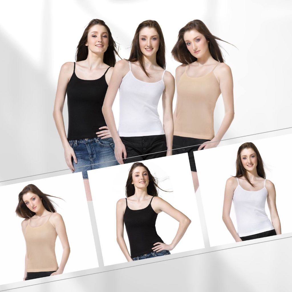 CHERILON Pure Skin เชอรีล่อน เสื้อสายเดี่ยว เสื้อทับ 100% Cotton นุ่มผิว ไม่มีบรา ระบายอากาศดี ...