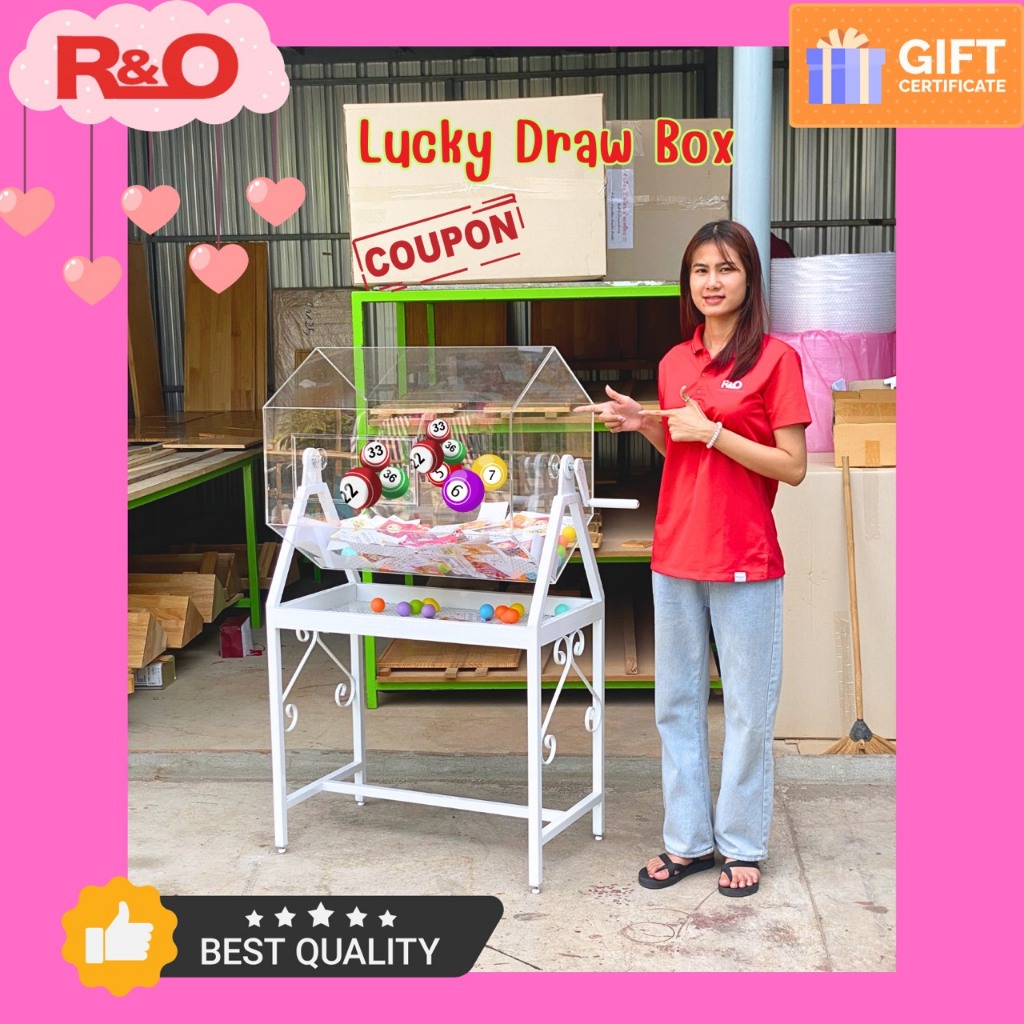 roacrylic Lucky Draw Box กล่องจับรางวัลแบบหมุนได้เเบบมีขาตั้งเหล็ก ...