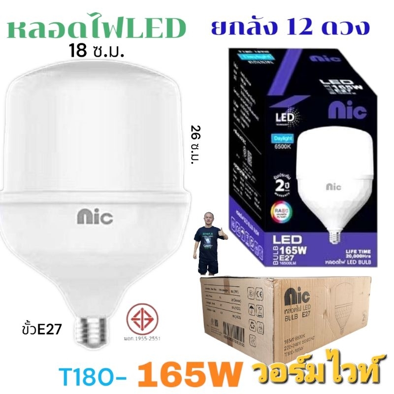 ยกลัง 12 ดวง ทรงกระบอก NIC หลอดไฟ LED HighBulb ไฟLED สว่าง หลอดไฟ ...