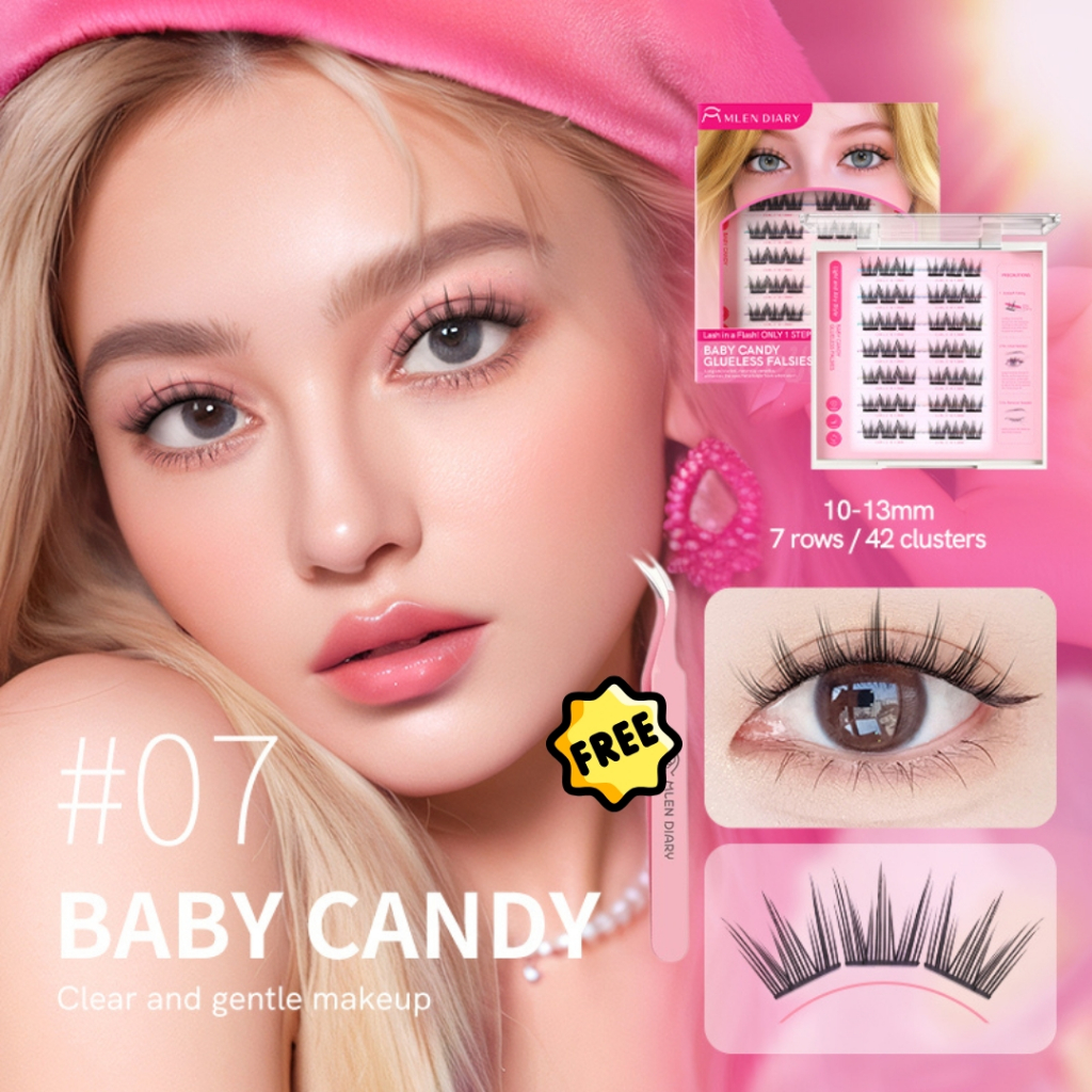 🔥Mlen Diary ขนตาคุณภาพ🔥 ขนตามีกาวในตัว ติดง่าย NO.07 BABY CANDY ...