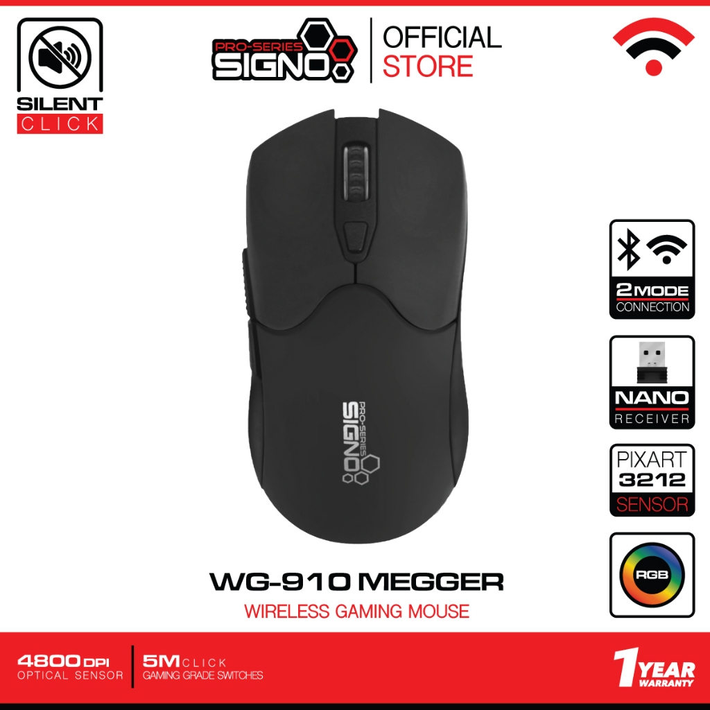 SIGNO RGB Wireless Gaming Mouse MEGGER รุ่น WG-910 (เมาส์ เกมมิ่ง ...
