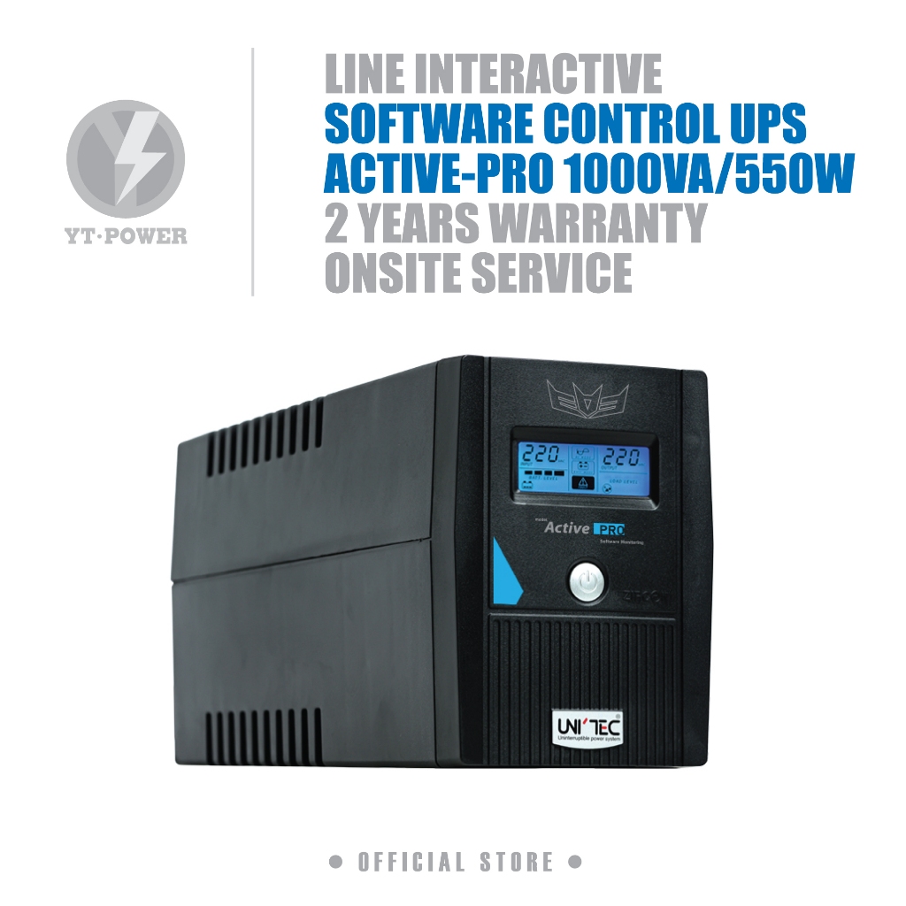 ACTIVE PRO 1000VA/550W UNITEC เครื่องสำรองไฟ รับประกัน 2 ปี Onsite ...