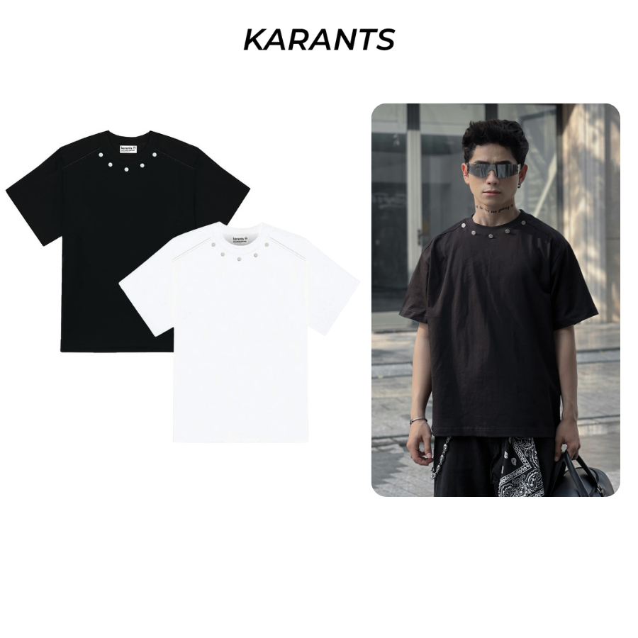 Karants แบรนด์ระดับนานาชาติ เสื้อยืดกระดุมโลหะ Form Oversize Streetwear ...