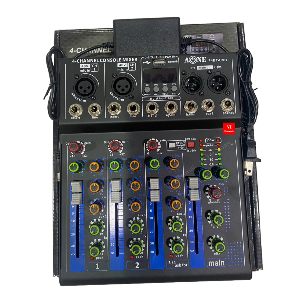 สเตอริโอมิกเซอร์ 4 ช่อง BLUETOOTH USB MP3 ผสมสัญญาณเสียง STEREO MIXER ...