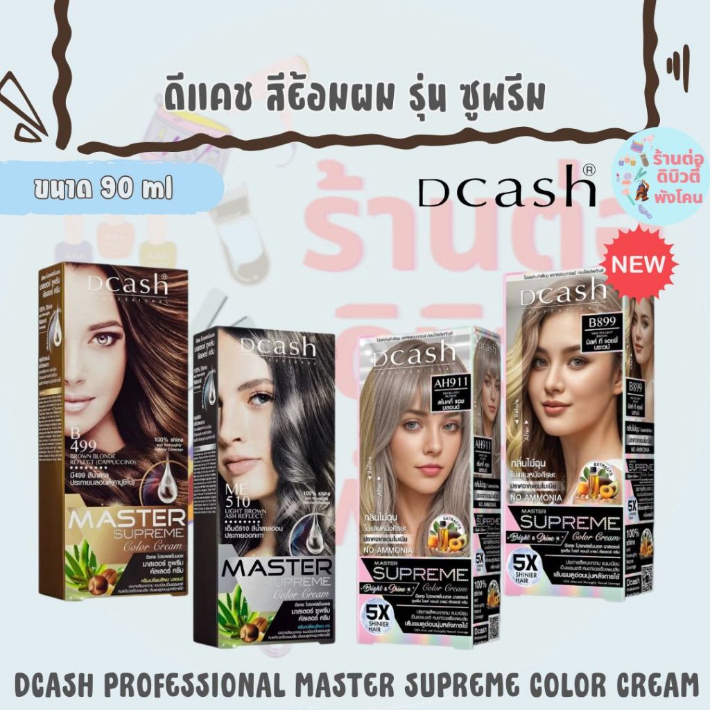 (ตัดฝา) สีย้อมผม ดีแคช รุ่น ซูพรีม Dcash Professional Master Supreme Color Cream ขนาด 90 ml 40 ...