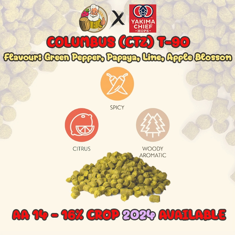 Columbus CTZ (US) PELLET HOPS (T90) Crop Year 2024 hops ทำเบียร์ hops ...