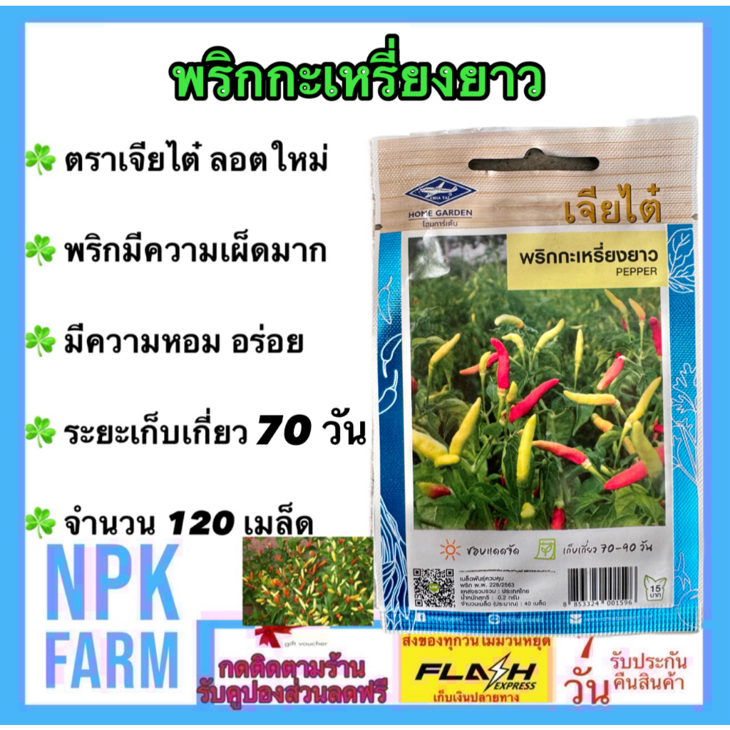 เจียไต๋ พริกกะเหรี่ยงยาว พริกกะเหรี่ยง หมดอายุ 02/2569 จำนวน 120 เมล็ด ...