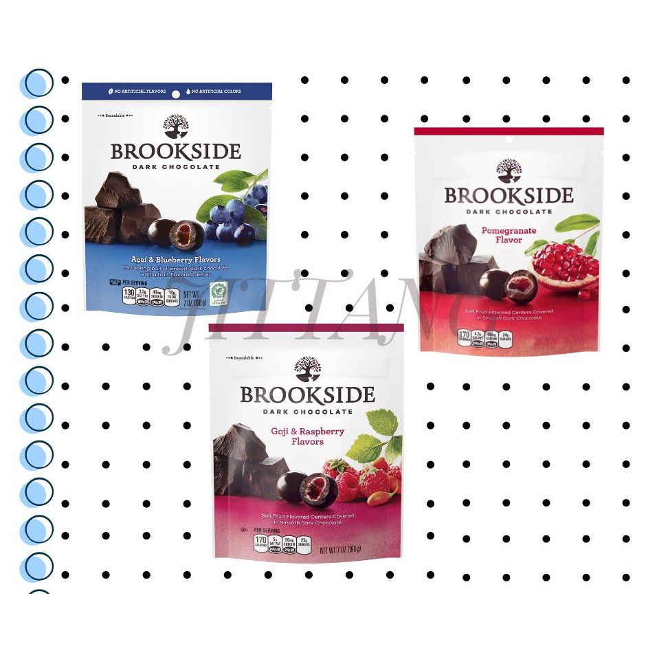 Brookside Dark Chocolate ช๊อคโกแลตดาร์กสอดไส้ผลไม้แท้ น้ำหนัก 198 g. product of USA มี 3 รสชาติ ...