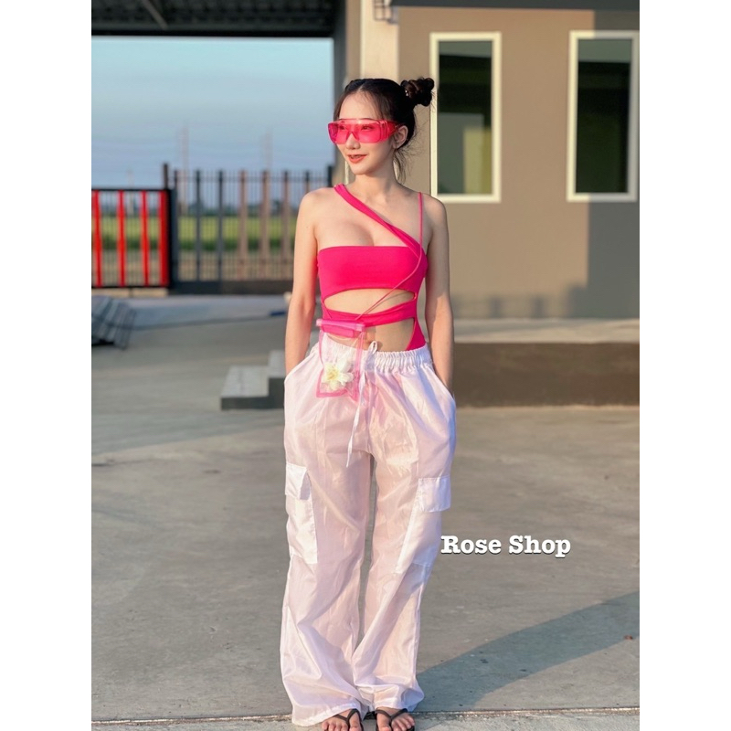 Phapassz - เซท 4 ชิ้น บอดี้สูท กางเกงขายาว ผ้าร่มเอวสม๊อค ยืดได้งานฟรีไซด์ โอ๊ยน่ารักจริงๆเลยคะ ...