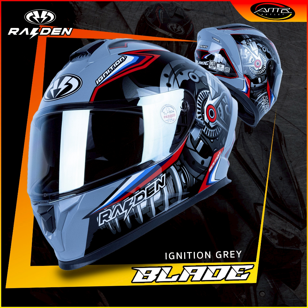 หมวกกันน็อคเต็มใบ Raiden รุ่น Blade ทรงสปอร์ต แว่น 2 ชั้น | Shopee Thailand