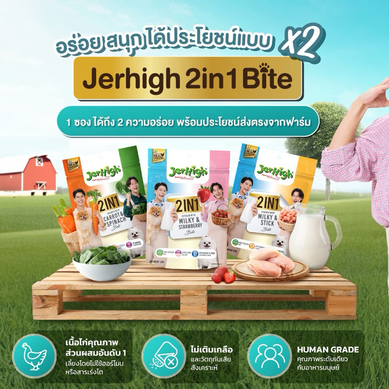 Jerhigh stick 2 in 1 bite ขนมสุนัข ขนาด 225 กรัม(1ซอง) | Shopee Thailand