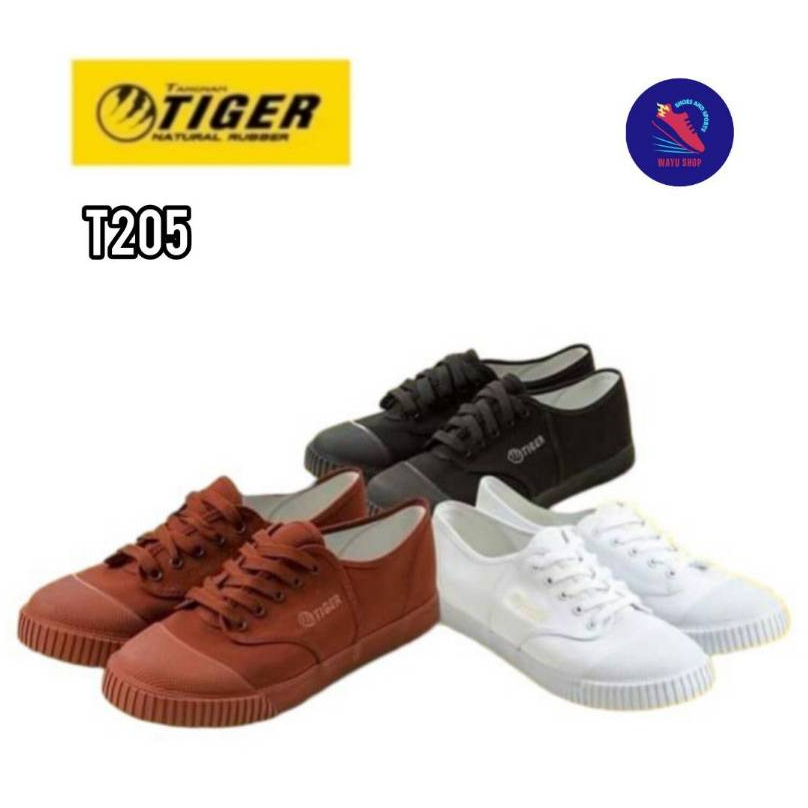 Tiger 205 ( ขอบิลเบิกโรงเรียนได้ ) รองเท้าผ้าใบพื้นเขียว น้ำตาล ขาว ดำ ...