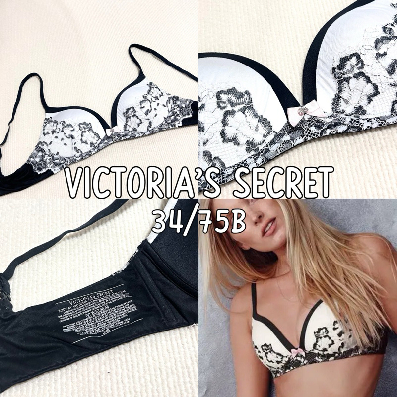 victoria's secret | 34/75B เสื้อชั้นในไร้โครง แต่งโบว์ แต่งจี้แบรนด์ | Shopee Thailand