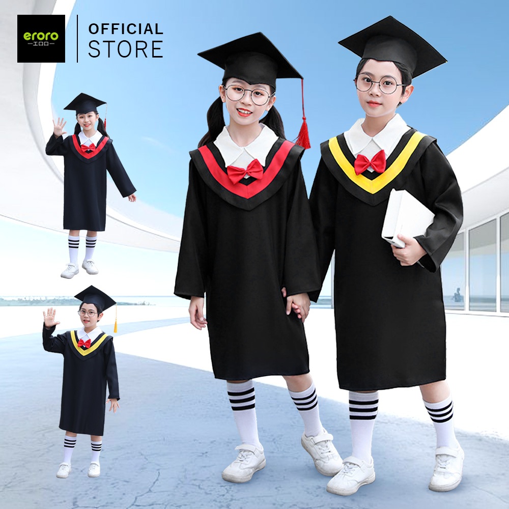 ERORO ชุดครุยเด็ก (ปก2ชั้น) + หมวกกระดาษ ระบายอากาศได้ดี เหมาะสำหรับ ...