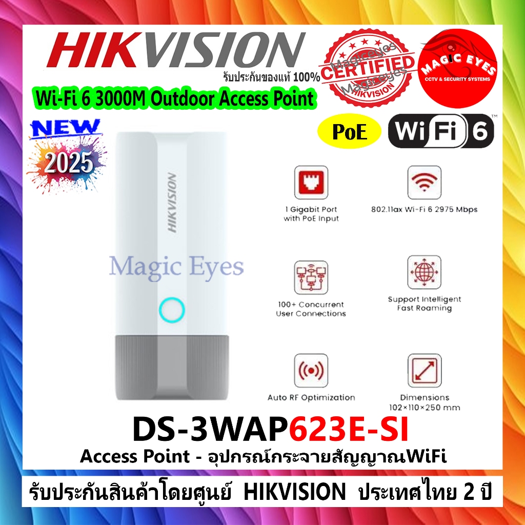HIKVISION อุปกรณ์กระจายสัญญาณ Wi-Fi 6 3000M Outdoor Access Point รุ่น DS-3WAP623E-SI | Shopee ...