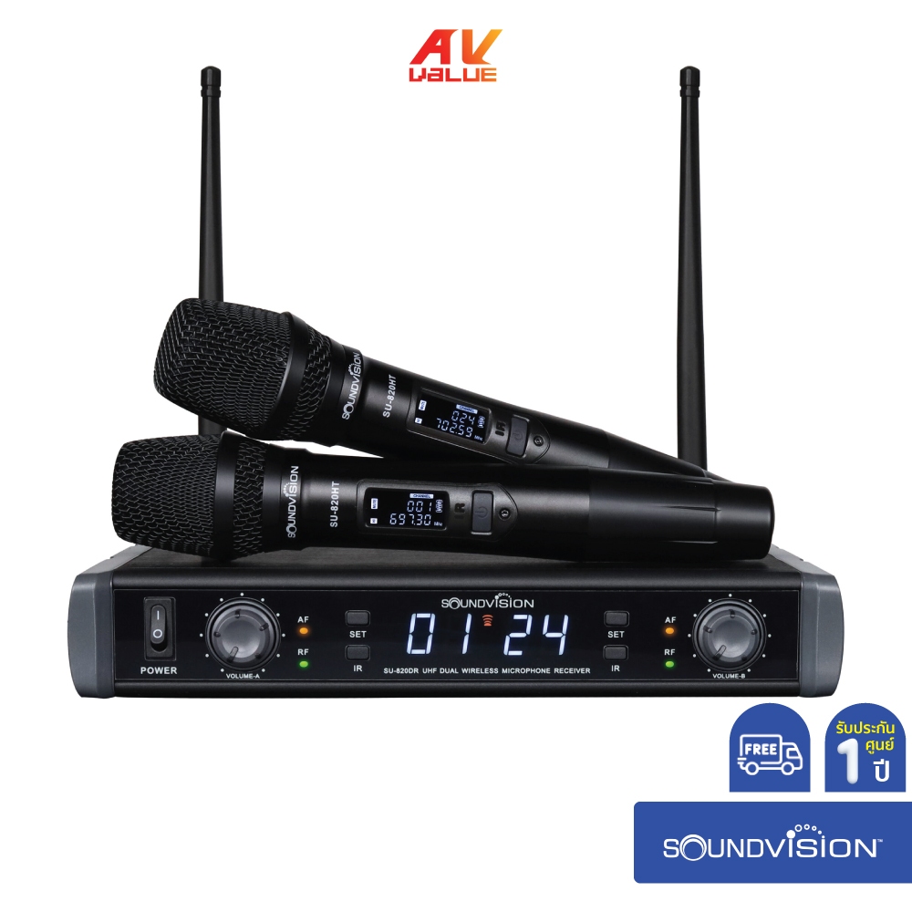 Soundvision SU-820D/HT - UHF Dual Handheld Wireless Microphone (ไมโครโฟนไร้สาย) | Shopee Thailand