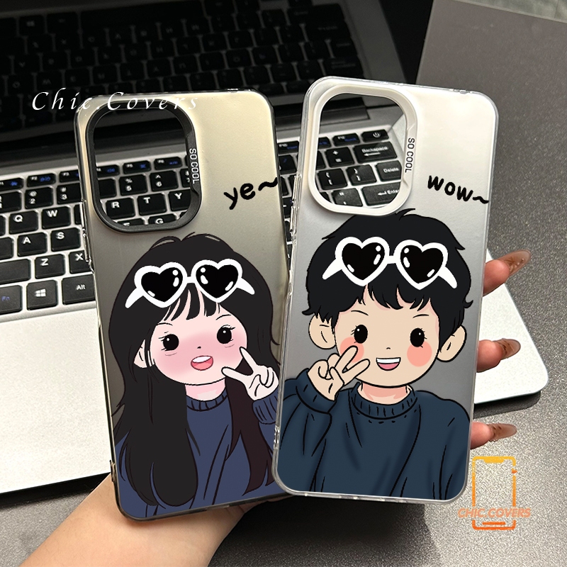 คู่รักการ์ตูนน่ารักเด็กผู้ชายโทรศัพท์นิ่ม เคส Infinix Smart8 Tecno ...