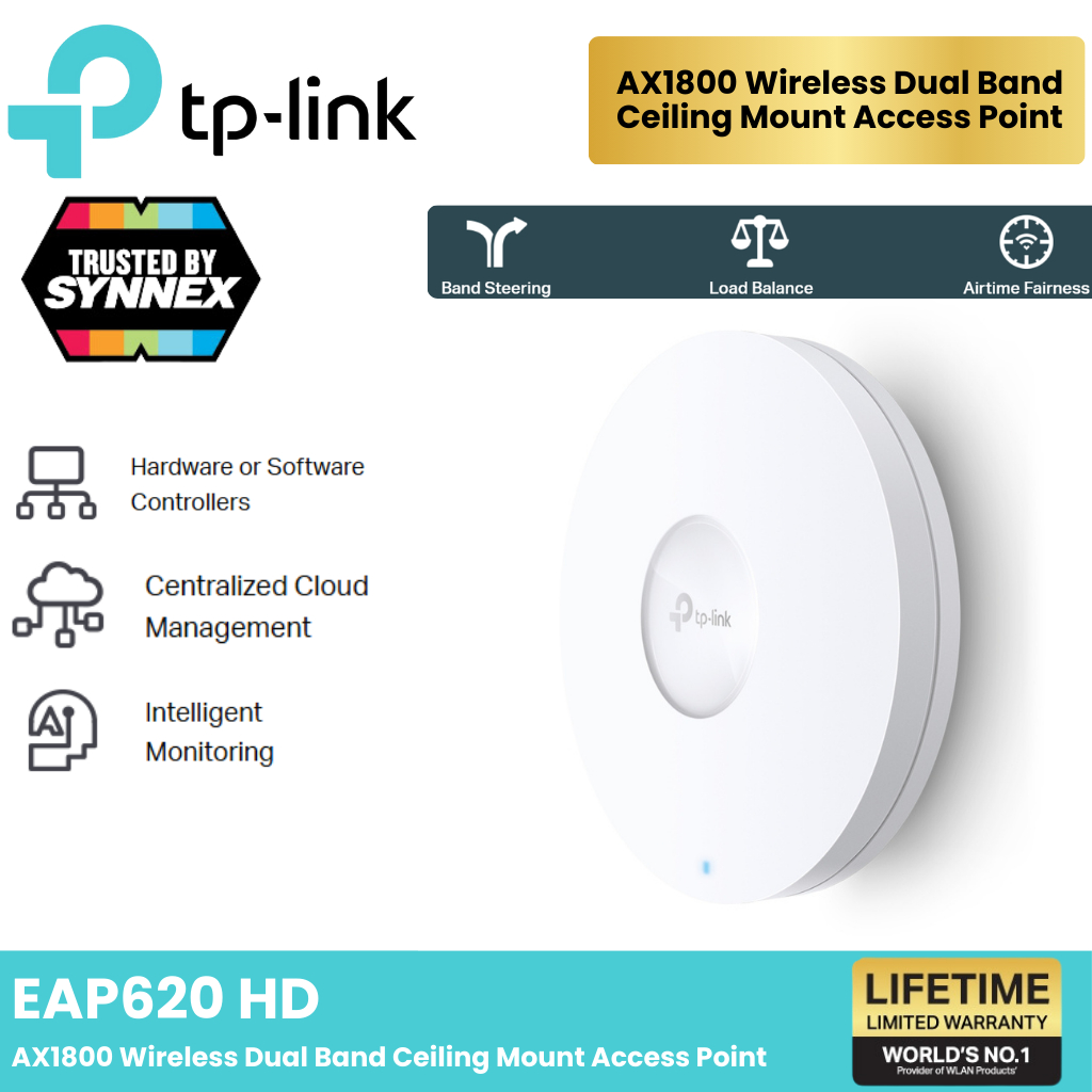 TP-LINK (อุปกรณ์กระจายสัญญาณ WiFi โรมมิ่ง)EAP620 HD AX1800 Wireless ...