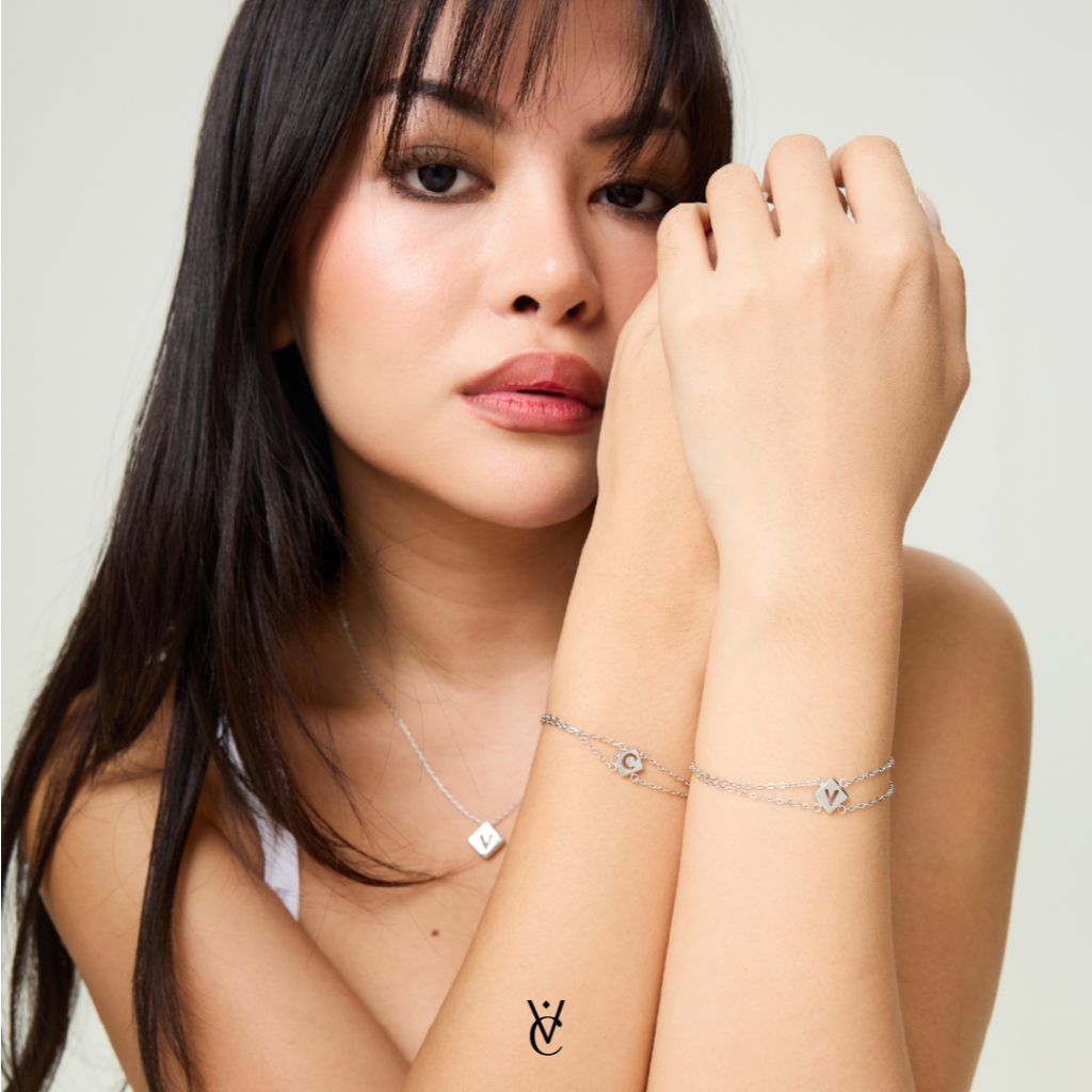 Valichain - Alphabet Bracelet (White Gold) | Shopee Thailand