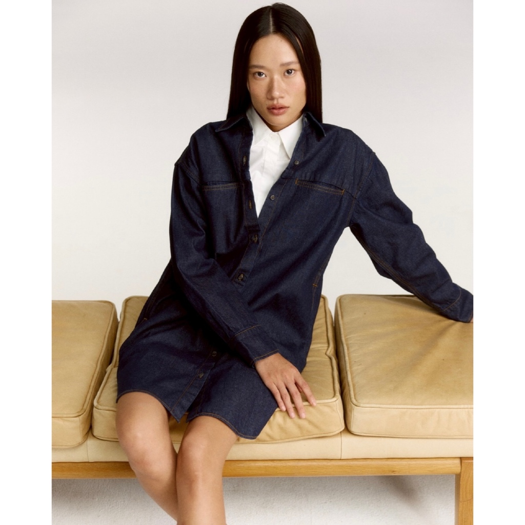 AIMER - Denim Shirt Dress เชิ้ตเดรส ผ้ายีนส์ | Shopee Thailand