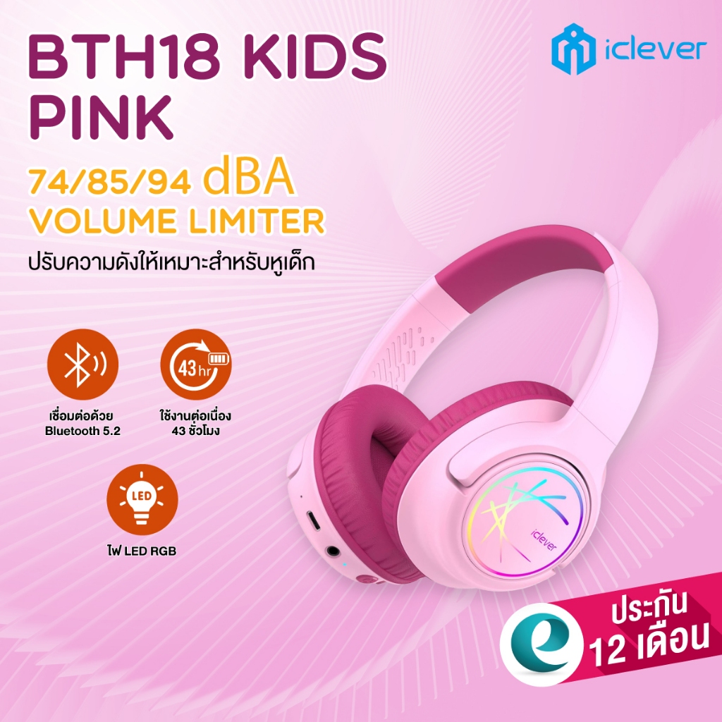 [ปลอดภัยสำหรับหูเด็ก] หูฟังเด็ก iClever BTH18 Kids Headphones BT หูฟังครอบหู หูฟังสำหรับเด็ก ...