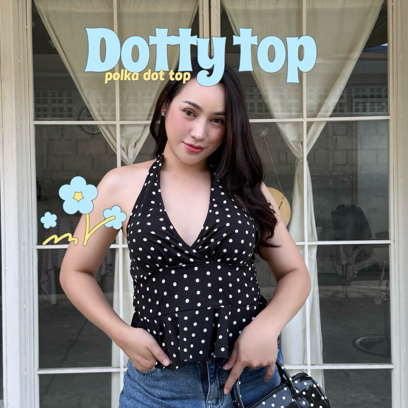 𝐃𝐨𝐭𝐭𝐲 𝐭𝐨𝐩 : เสื้อคล้องคอลายจุดสุดฮิต สาวอวบน่ารัก 🌻 | Shopee Thailand