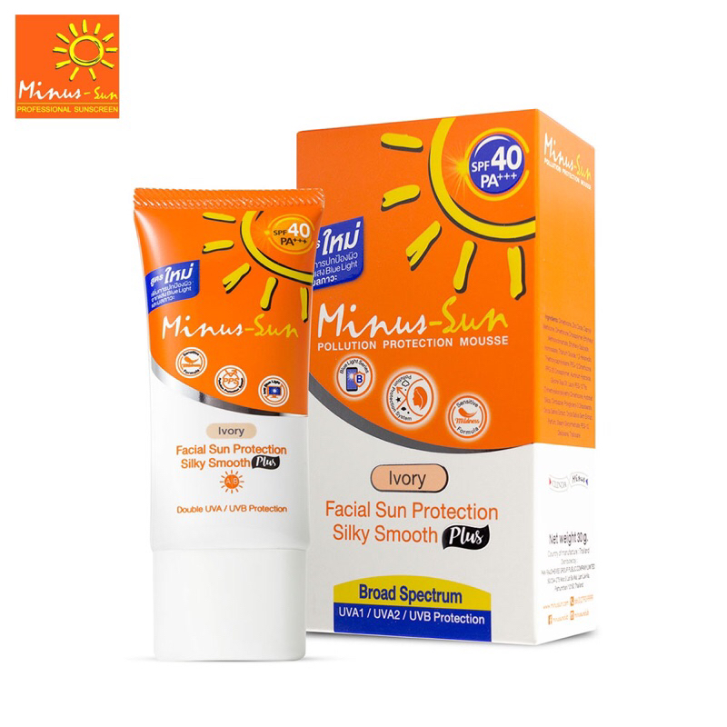หลอดใหญ่ 50 กรัม หมดอายุเดือน 11/2025 Minus-Sun SPF40 PA+++ Pollution Protection Mousse (Ivory ...