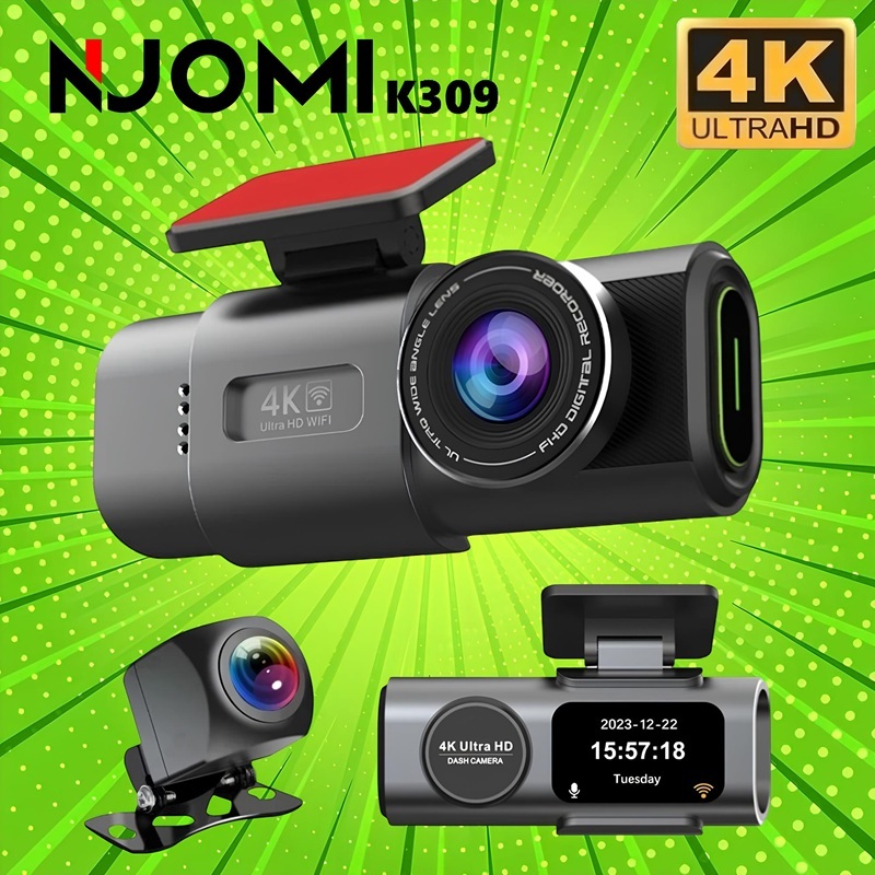 กล้องติดรถยนต์ K309 4K+ Ultra HD Video 2160p WiFi WDR CarCam 2กล้องหน้าหลัง ภาพคมชัด กลางวัน ...