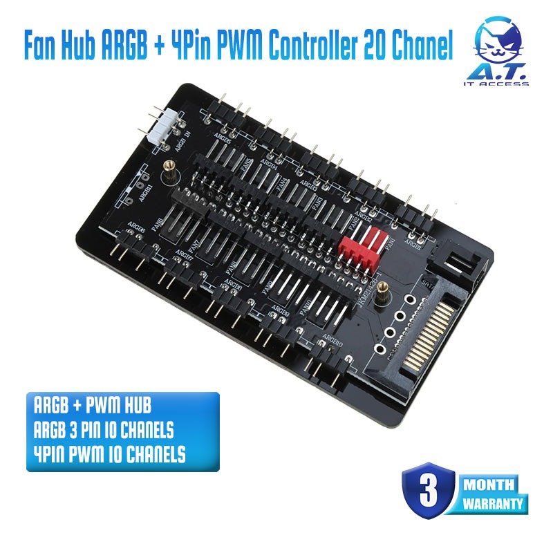 Fan Hub ARGB Controller 4Pin PWM Temperature Control 5V 3-Pin 10 + 10 Chanel | Shopee Thailand