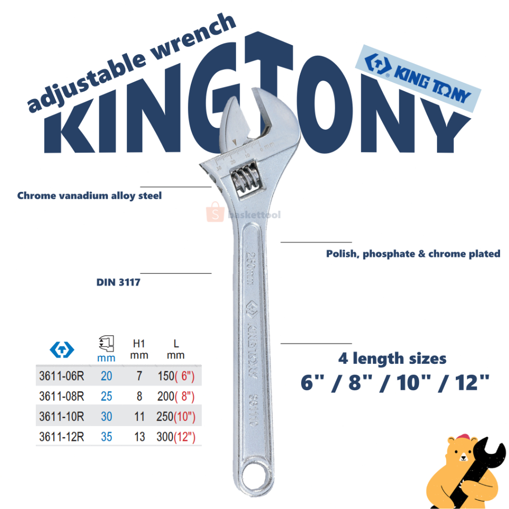 Kingtony ประแจเลื่อนรุ่นงานหนัก 6 8 10 12 นิ้ว รุ่น 3611R Series Heavy ...