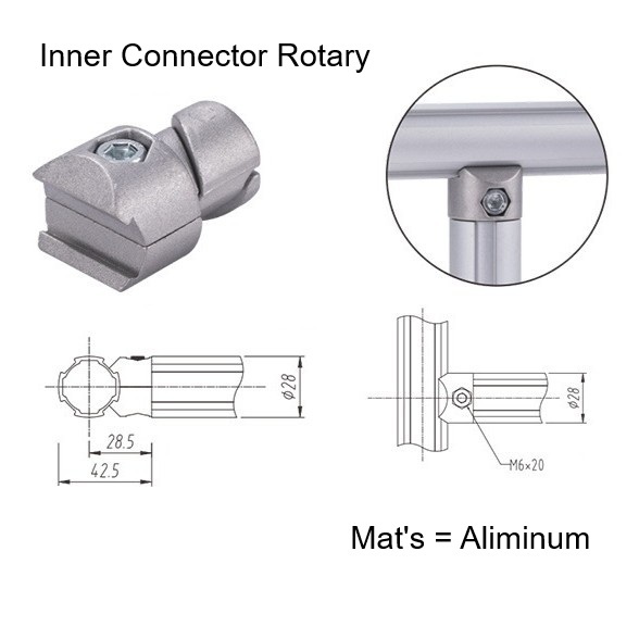 Inner Connector Rotary aluminum fitting pipe ตัวยึดหมุนปรับได้ ...