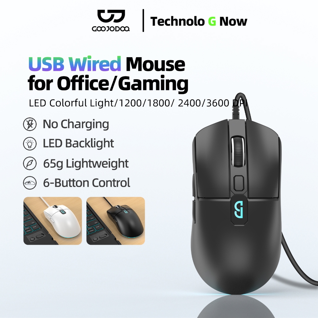 GOOJODOQ Wired Lightweight Office Gaming Luminous Mouse Ergonomic ...