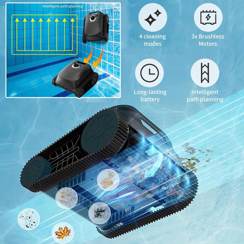 NEW Fully Automatic Swimming Pool Cleaning Robot Wireless Underwater ...