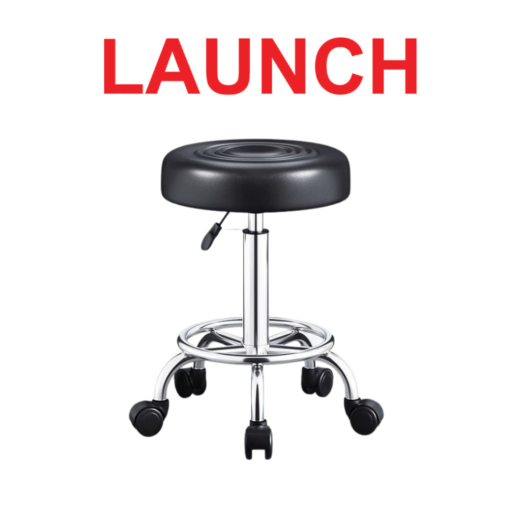 LAUNCH BAR CHAIR เก้าอี้ทรงกลมสีดำ เก้าอี้ล้อเลื่อน สามารถปรับระดับ ...