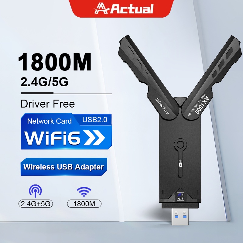 Actual USB 5G + 2.4G รับประกัน 3 เดือน USB 3.0 WiFi Receiver AC1800 Adapter สำหรับ Windows 10/11 ...