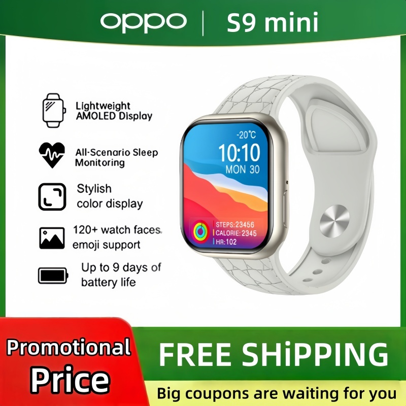 Smart Watch OPPO S9 mini นาฬิกาอัจฉริยะ หน้าจอ AMOLED HD 2.01 นิ้ว กันน้ำ รองรับ GPS NFC บลูทูธ ...