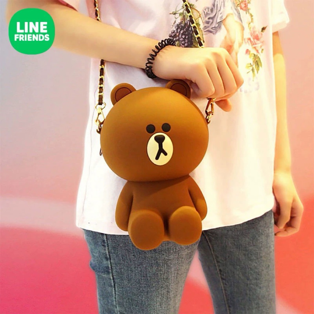 พร้อมส่ง BROWN & CHOCO Silicone Pouch Crossbody กระเป๋าซิลิโคนหมีบราวน์ ...
