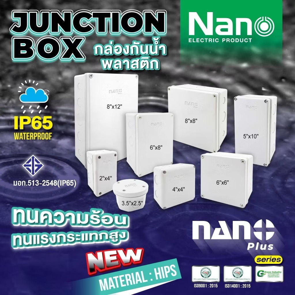 Nano NNP กล่องไฟ บล็อกกันน้ำ กล่องกันน้ำ สีขาว มีให้เลือกหลาย ขนาด 2X4 4x4 6x6 5x10 6x8 8x8 8x12 ...