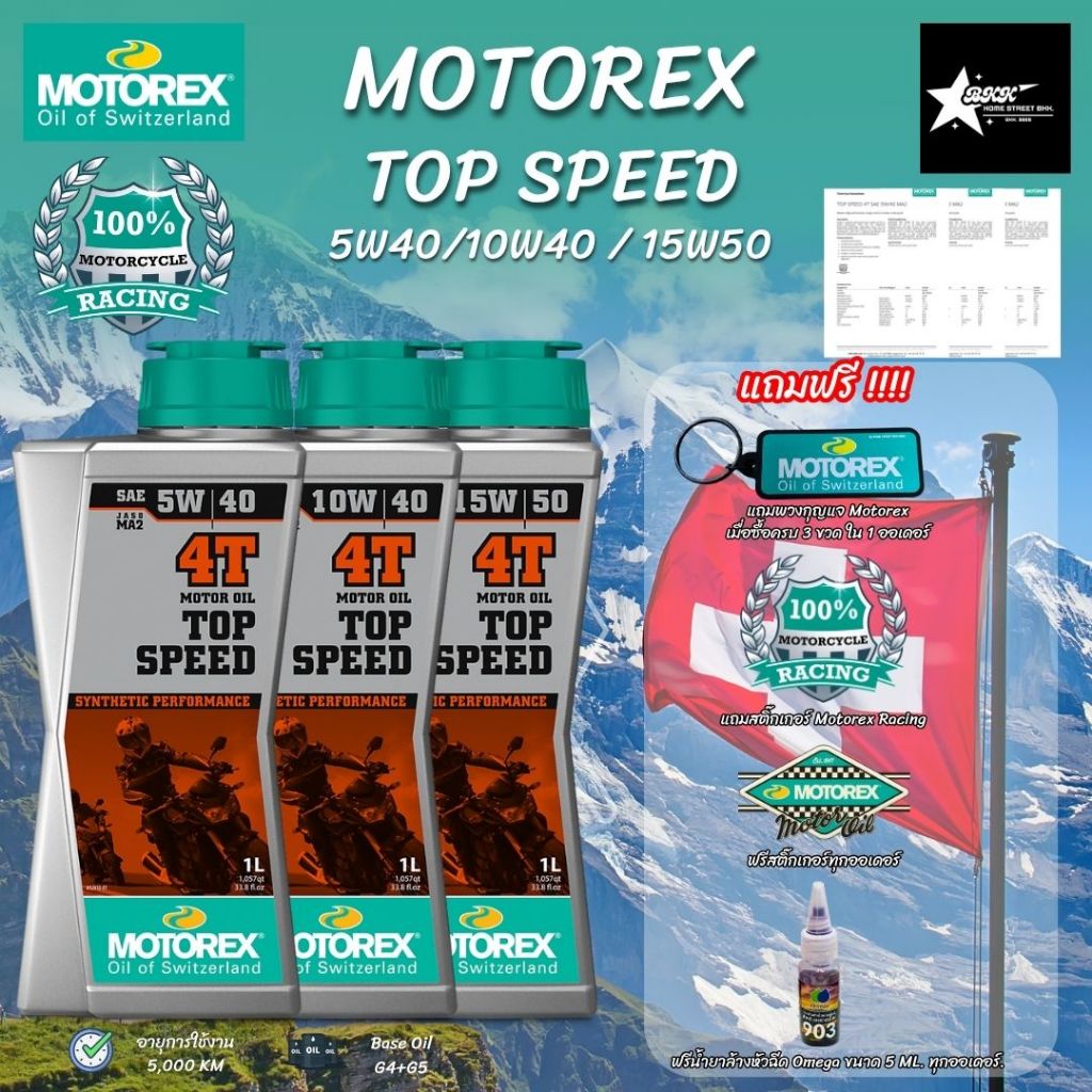 *ฟรีน้ำยาล้างหัวฉีดมูลค่า 129 บาท* น้ำมันเครื่อง MOTOREX TOP SPEED 4T ...