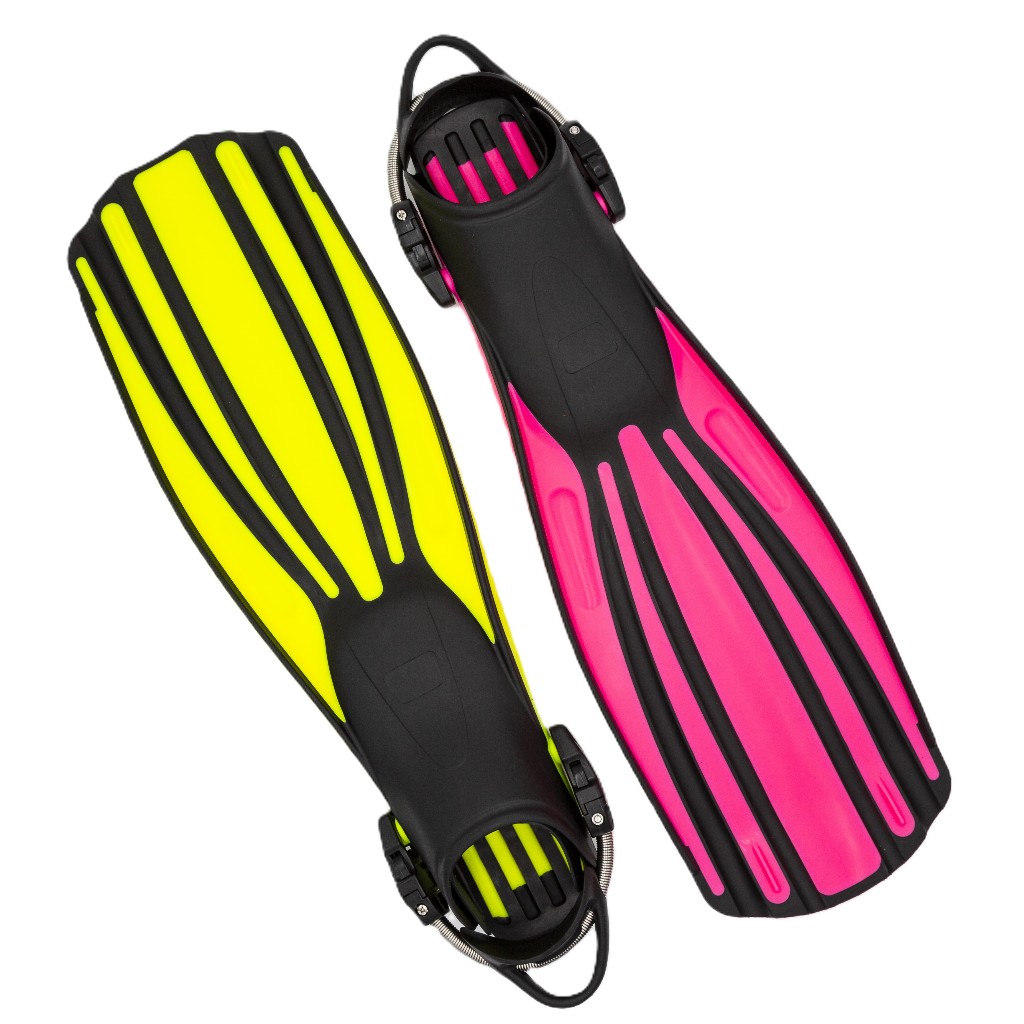 Adjustable open heel diving fins, flexible swimming fins, learning to ...