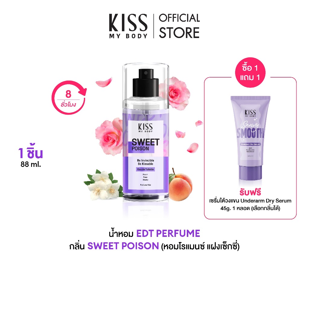 [ซื้อ 1 แถม 1] Kiss My Body น้ำหอม EDT กลิ่น Sweet Poison 88 ml. แถมฟรี ...