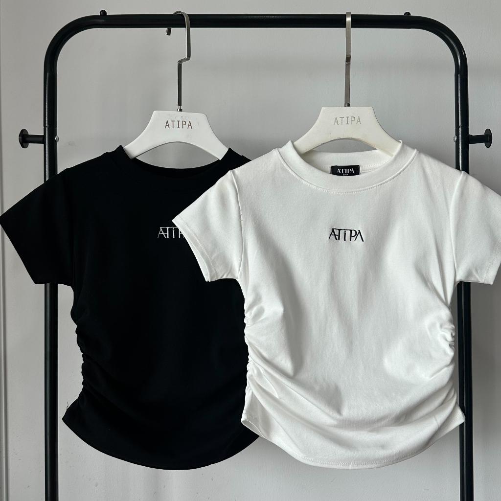 Logo Jacin เสื้อยืดคอกลม จับจีบด้านข้างปัก Atipa | Shopee Thailand