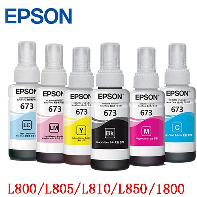 Epson T673 (BK/C/M/Y/LC/LM) 6สี หมึกเติมของ แท้100% L800/L805/L810/L850 ...