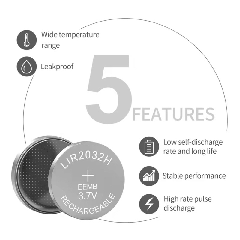 New ! CR2032 แบบชาร์จ High capacity 70mAh Rechargeable Button Batteries ...