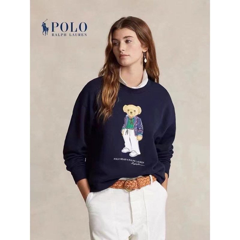 เสื้อสเวตเตอร์ P.OLO R.ALPH L.AUREN Preppy Polo Bear สีกรม | Shopee ...
