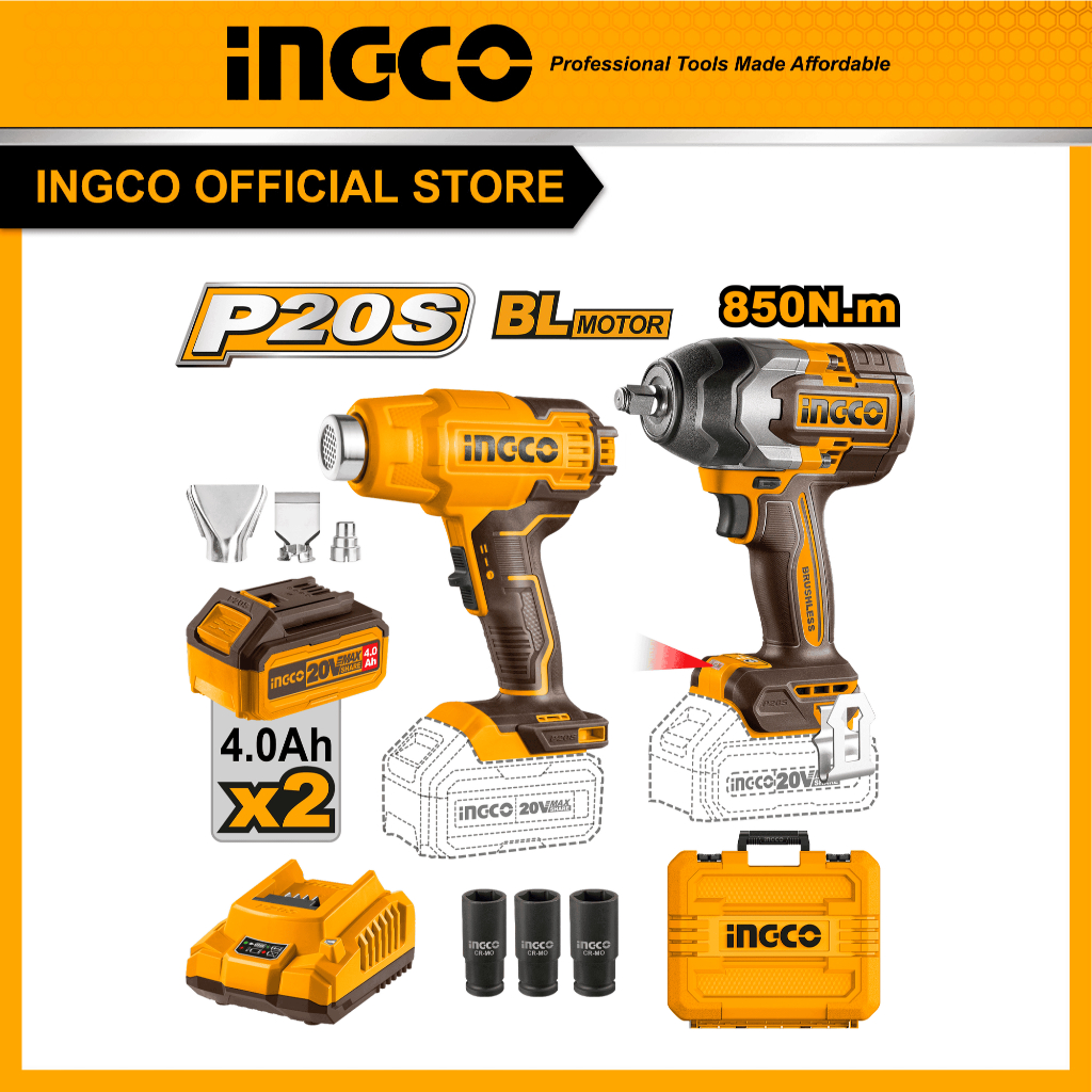 INGCO Combo Set ชุดบล็อคกระแทก + ปืนเป่าลมร้อน COSLI240489 | Shopee ...