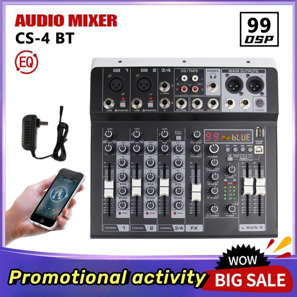 ตัวผสมเสียงระดับมืออาชีพ Audio Mixer 8 / 6 / 4 ช่อง EQ ลูกเล่น 99 DSP ...
