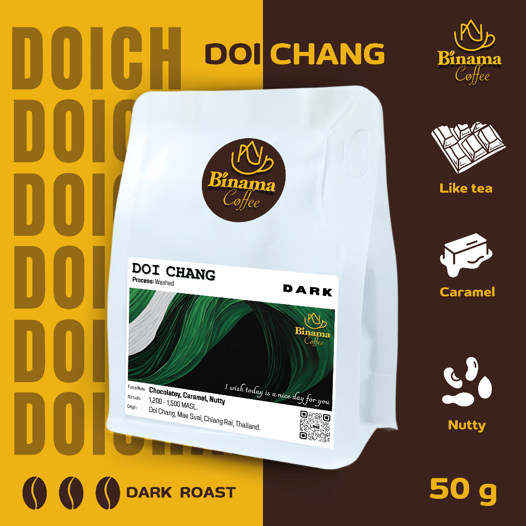 Binama Coffee เมล็ดกาแฟดอยช้าง อาราบิก้า 100% เกรด A คั่วเข้ม (Dark ...